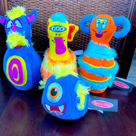 Melissa & Doug | Toys | Melissa Doug Fuzzy Monster Bowling Pins Ball 4 ...